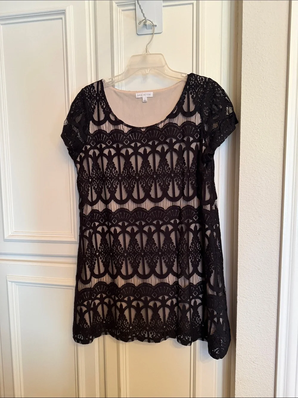Socialite | Dresses | Black Lace Overlay Tunic With Nude Lining From ...